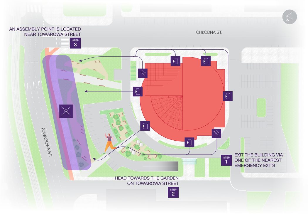 Evacuation assembly point – WARSAW TRADE TOWER